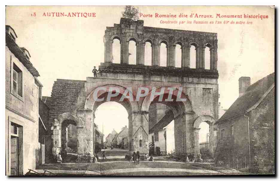 Autun Old Postcard Ancient Roman Gate called d & # 39Arroux Monument ...