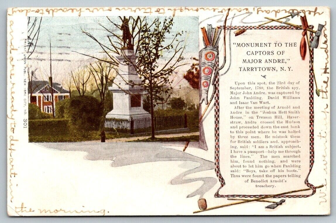 Rev War Monument Capture of Major Andre Tarrytown New York Postcard ...