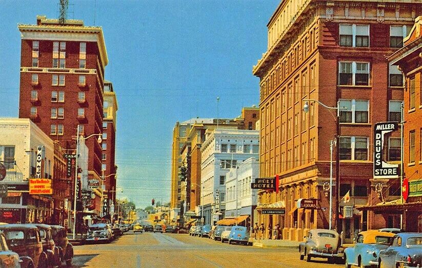 Wichita Falls TX Eighth Street Storefronts Old Cars Postcard | United ...