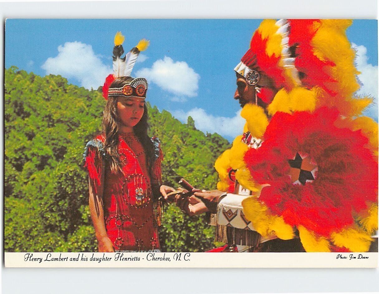 Postcard Henry Lambert and his daughter Henrietta, Cherokee, North ...