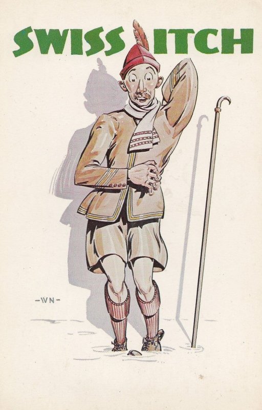 Swiss Itch Itchy Back Old Comic Postcard | Topics - Humour, Postcard ...