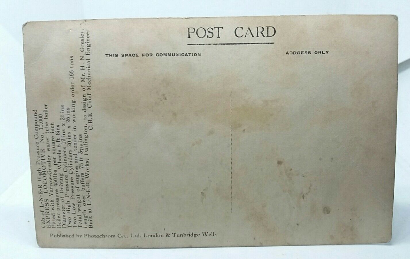 Cab of LNER High Pressure Compound Express Locomotive no 10000 Vintage ...