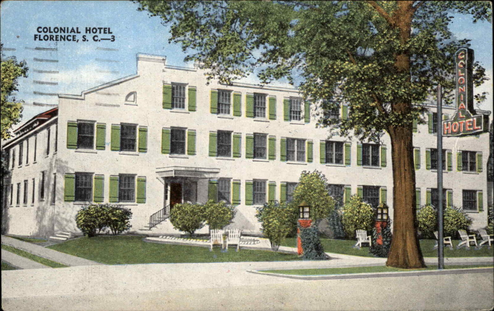 Florence South Carolina SC Colonial Hotel c1930s-40s Postcard | United ...