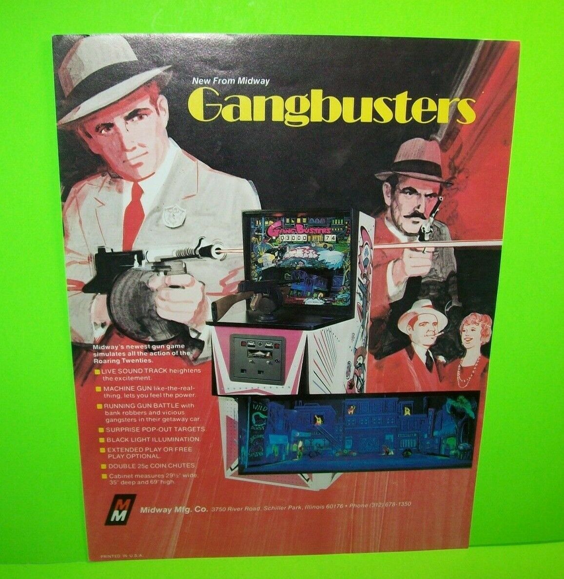 Gangbusters Arcade FLYER Original Midway 1974 Rifle Gun Game Retro ...