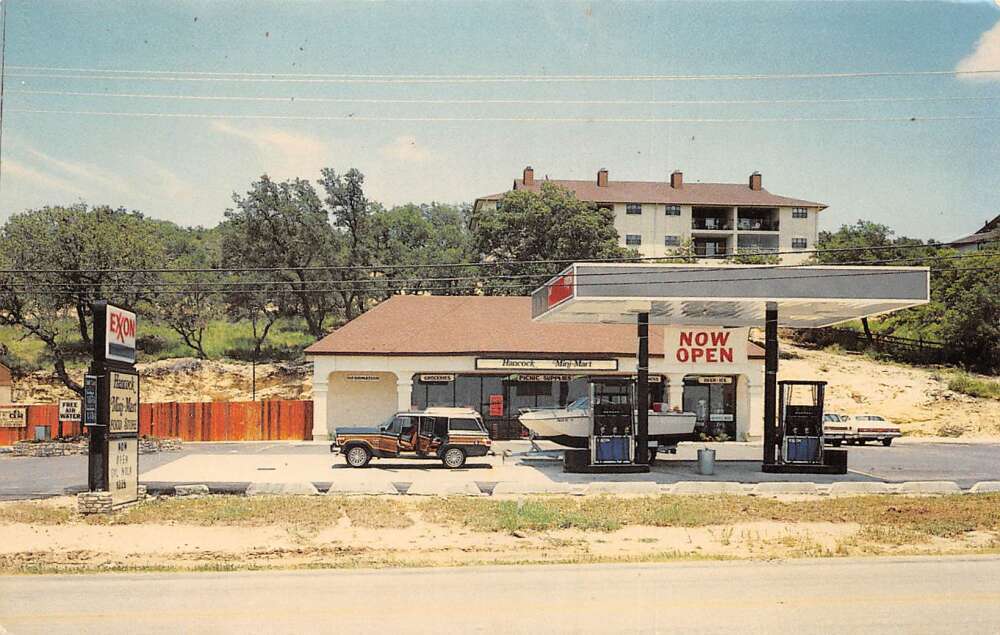 Canyon Lake Texas Hancock Mini Mart Exxon Gas Station Vintage Postcard ...