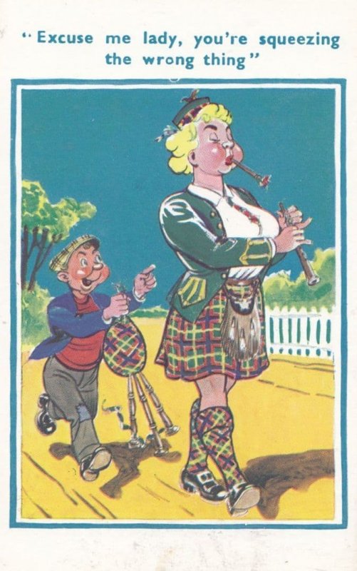 Scottish Lady Playing Recorder Musical Instrument Old Comic Humour ...