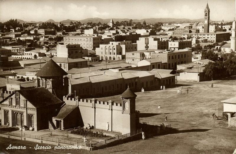 eritrea, ASMARA, Scorcio Panoramico, Enda Mariam Cathedral (1942) RPPC ...