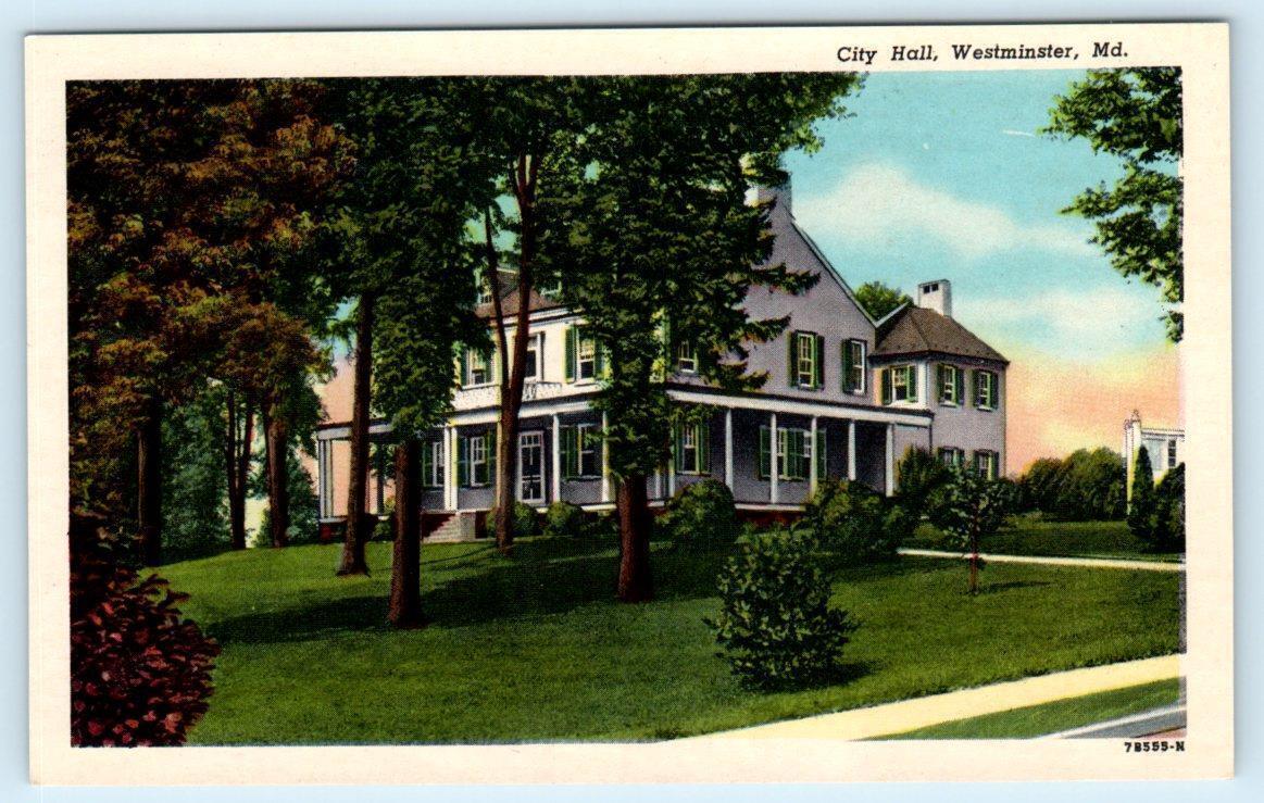 3 Postcards WESTMINSTER, Maryland MD ~ Davis Library CITY HALL Armory ...