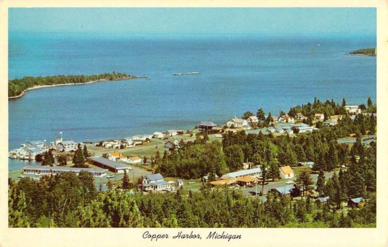 Copper Harbor Michigan Birdseye View Of City Vintage Postcard K59567 ...