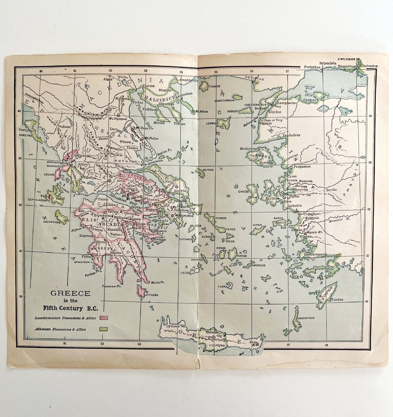 Greece In The 5th Century B.C. Map Print 1893 Victorian Mythology ...