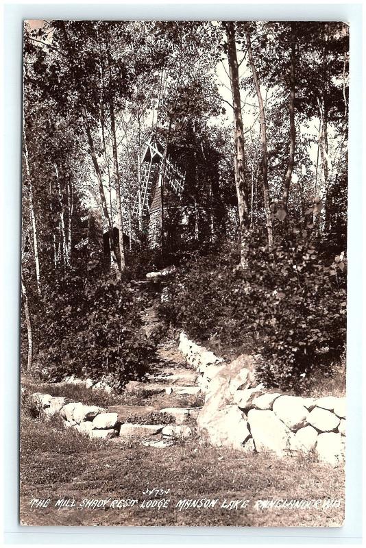 Postcard WI Rhinelander The Mill Shady Rest Lodge Manson Lake RPPC G08 ...