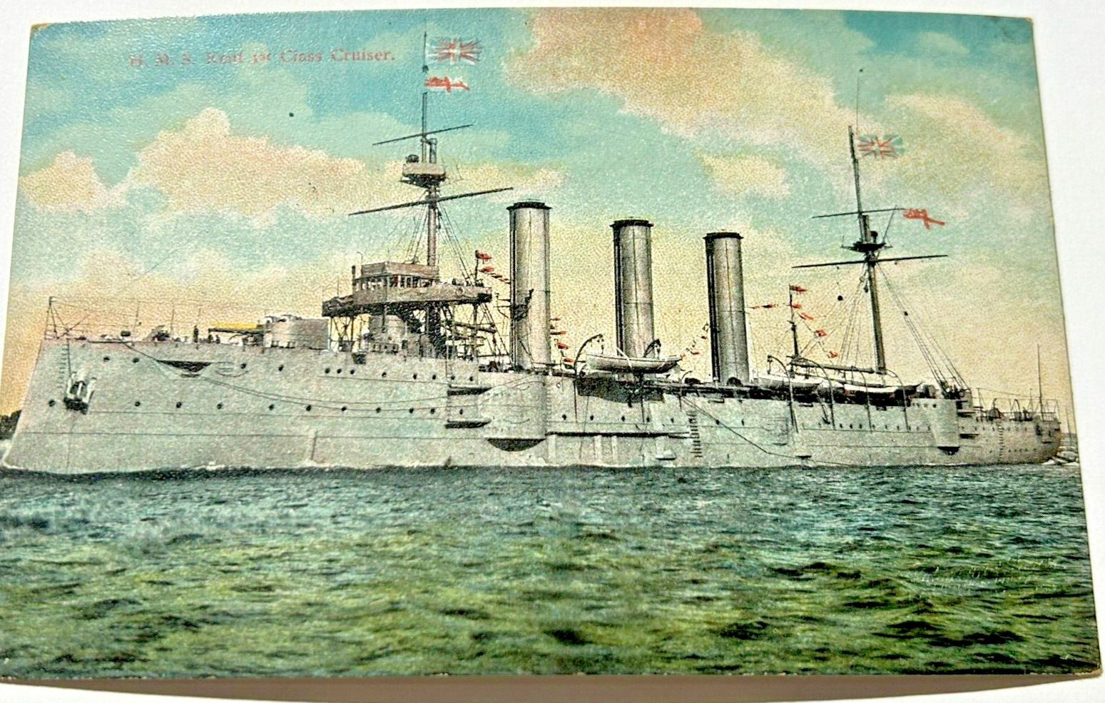 HMS Kent 1st Class Cruiser Ship Royal Navy Vintage Postcard WWI Era ...