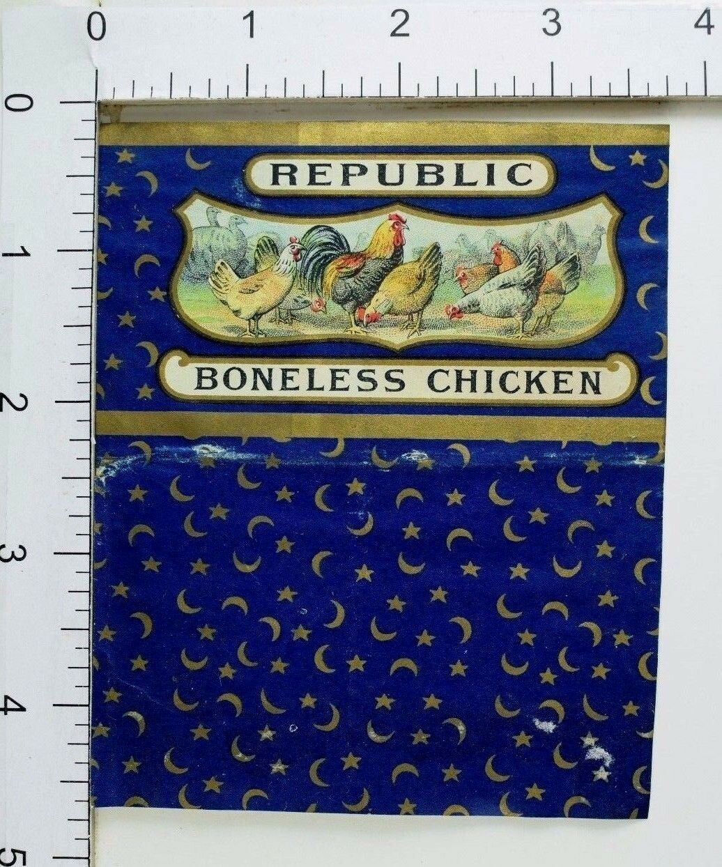 Victorian Republic Boneless Chicken Scrap Label Roosters Hens Image #A ...