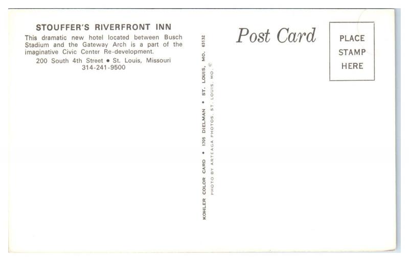 1960s/70s Stouffer's Riverfront Inn, St. Louis, MO Postcard | United ...