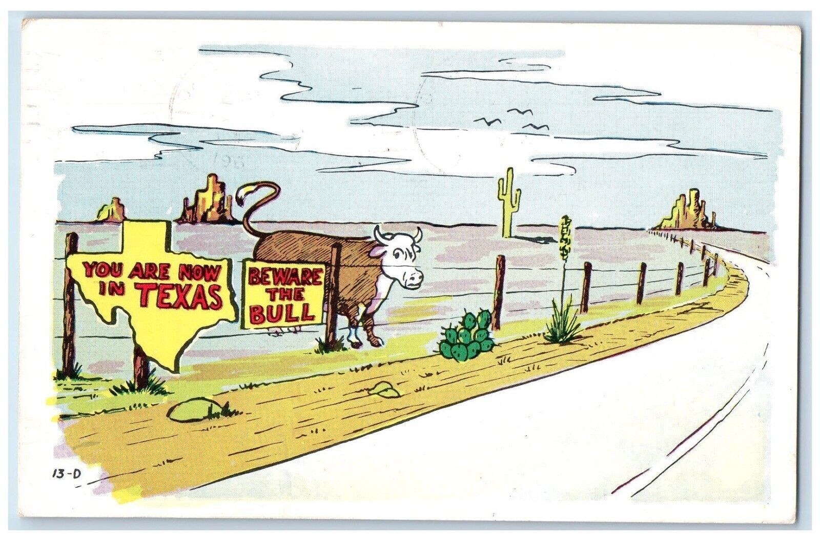 1967 Beware The Bull Fence Sign You Are Now In Texas TX Posted Vintage ...