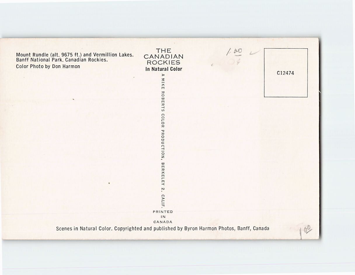 Postcard Mount Rundle and Vermillion Lake, Banff National Park, Canada ...