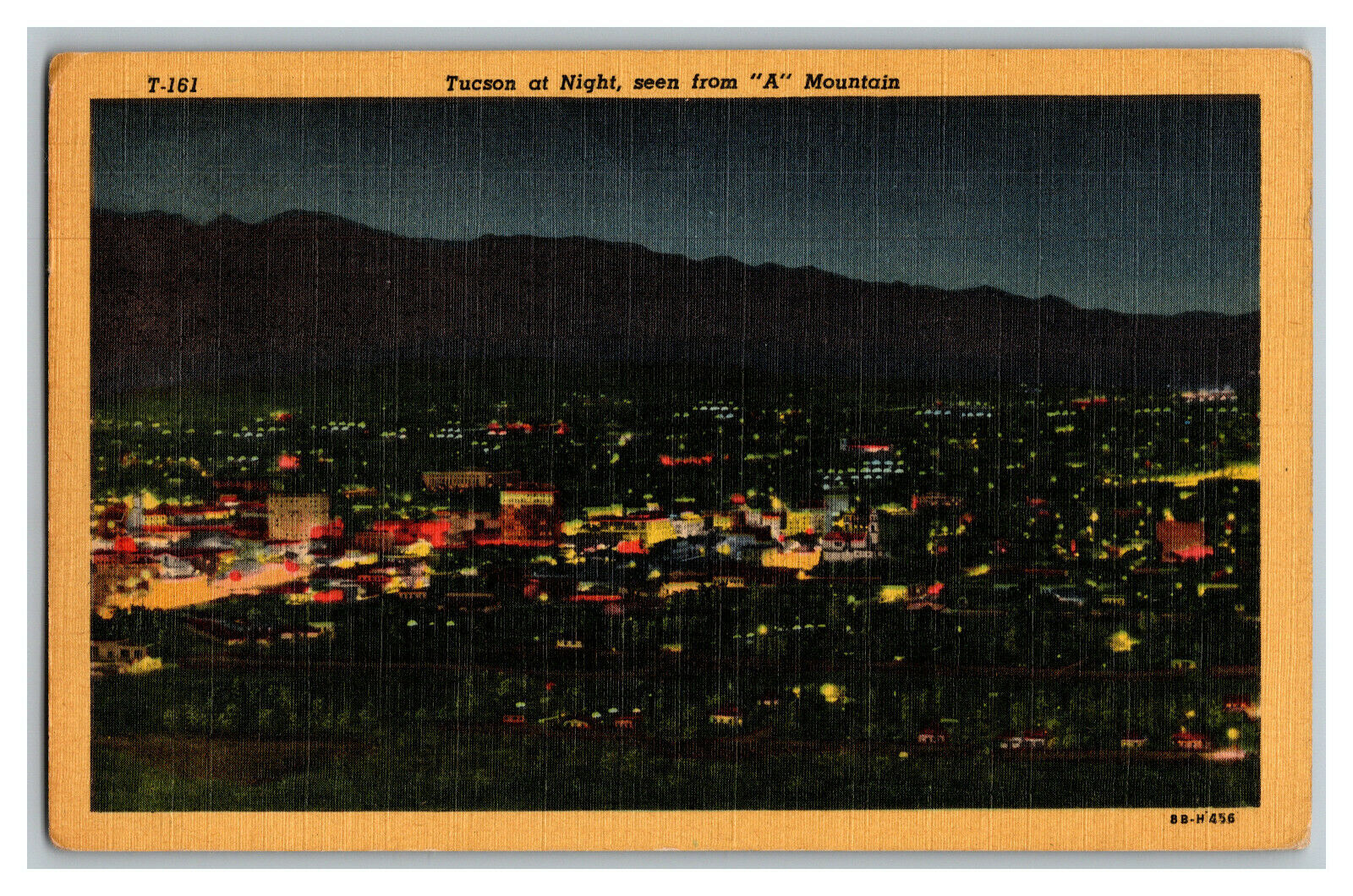 1962 Tucson At Night Seen From "A" Mountain Vintage Standard View ...