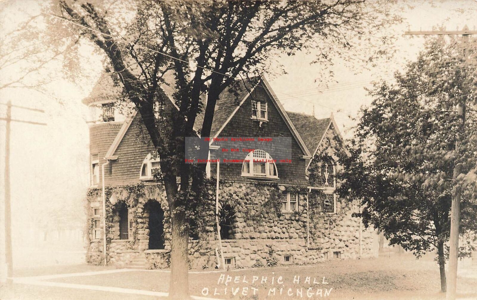 MI, Olivet, Michigan, RPPC, College, Adelphie Hall, Exterior Scene ...