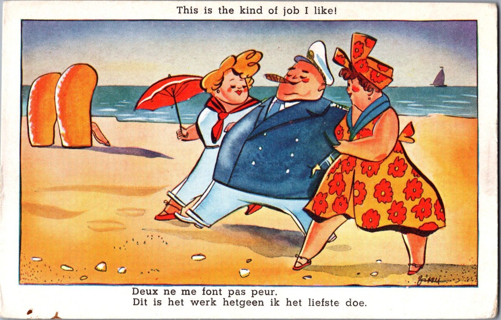 Very Big Sailor Man The Beach Comic Vintage Postcard 09.54 | Other ...
