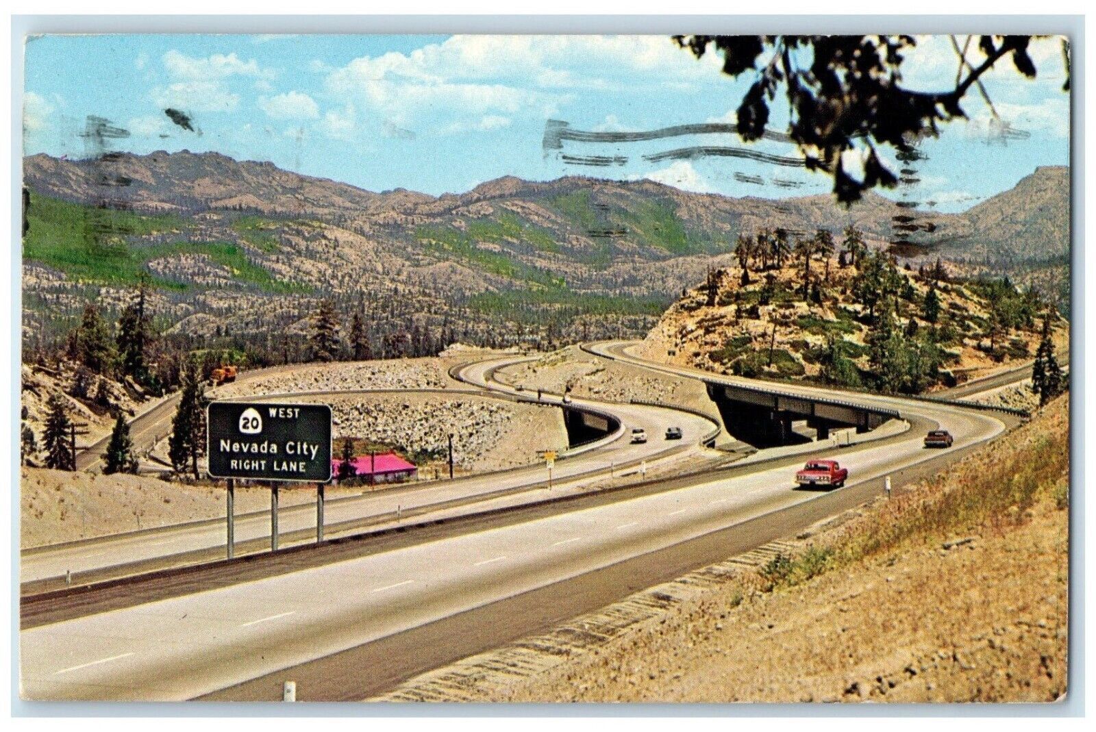 1963 Interstate 80 Freeway High Sierra Donner Summit Reno Plastichrome ...