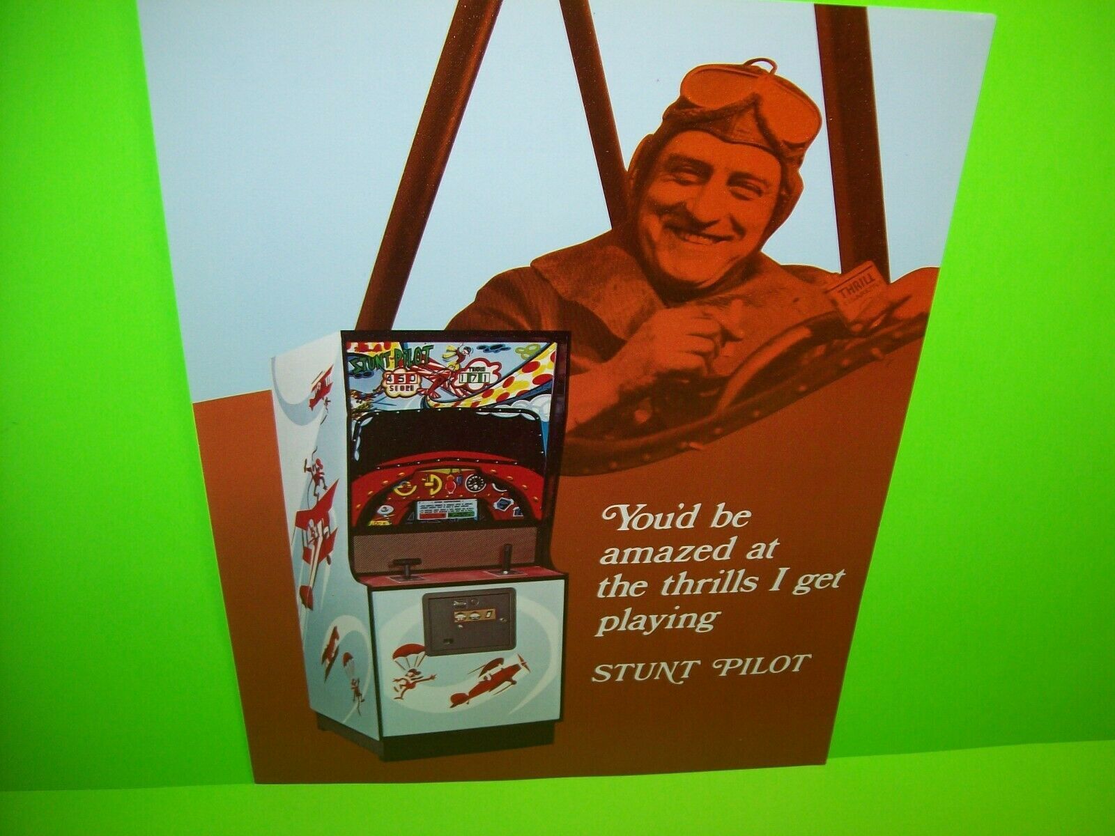 Stunt Pilot Arcade FLYER Original NOS Retro Game Artwork Airplane Pilot ...