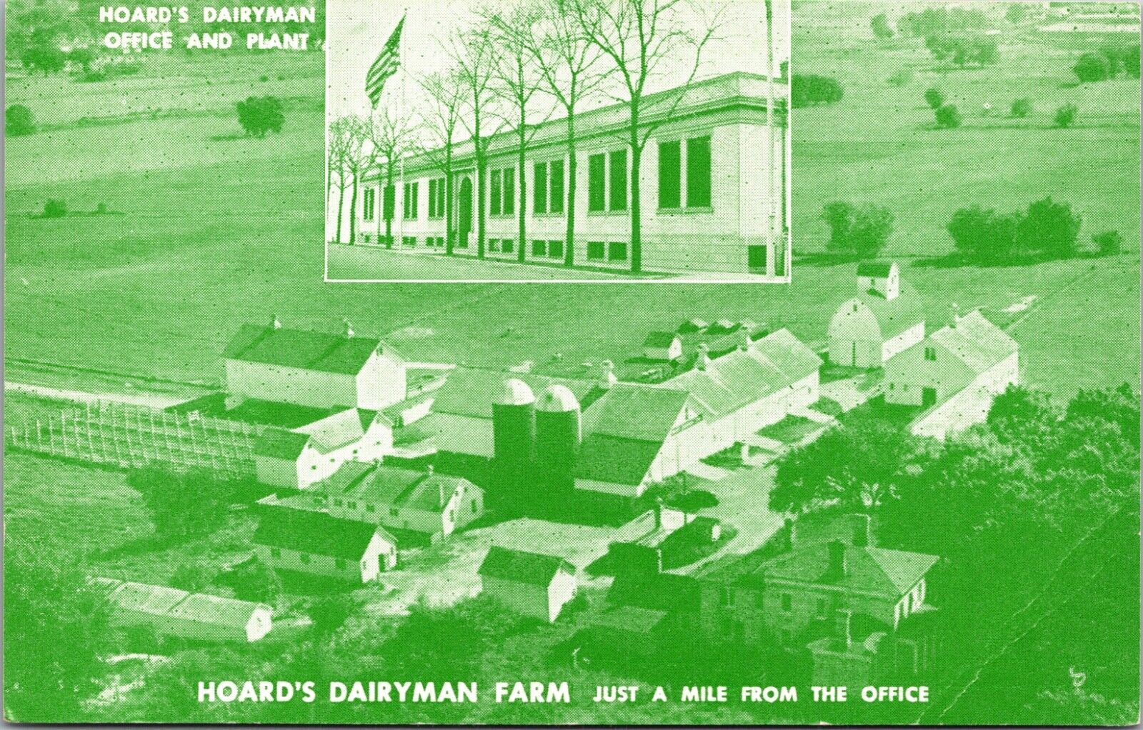 Postcard Aerial Hoard's Dairyman Farm, Office and Plant Fort Atkinson ...