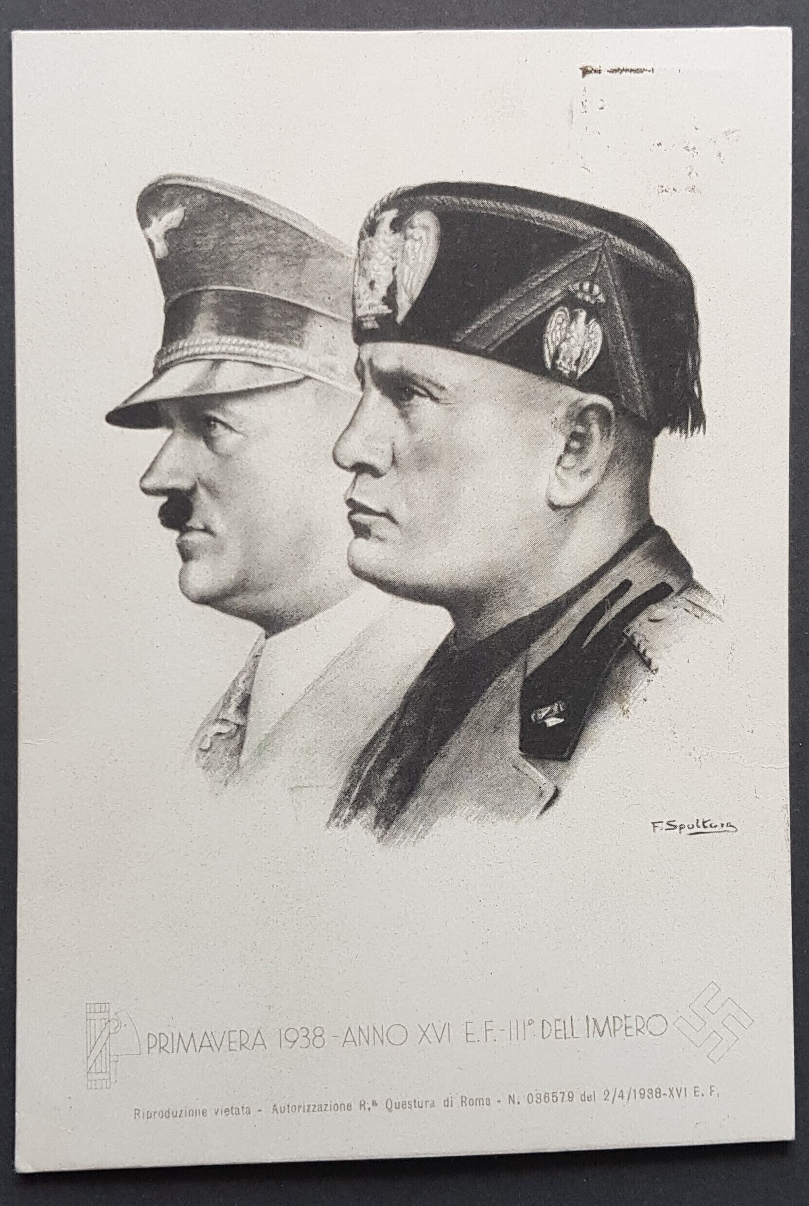 Germany Third 3rd Reich Original Nazi Postcard Hitler & Mussolini Rome ...