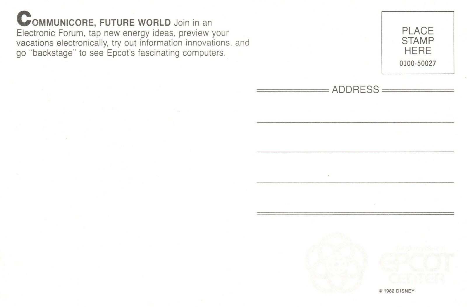 Vintage Postcard Communicore Future World Epcot Center Disney Florida ...