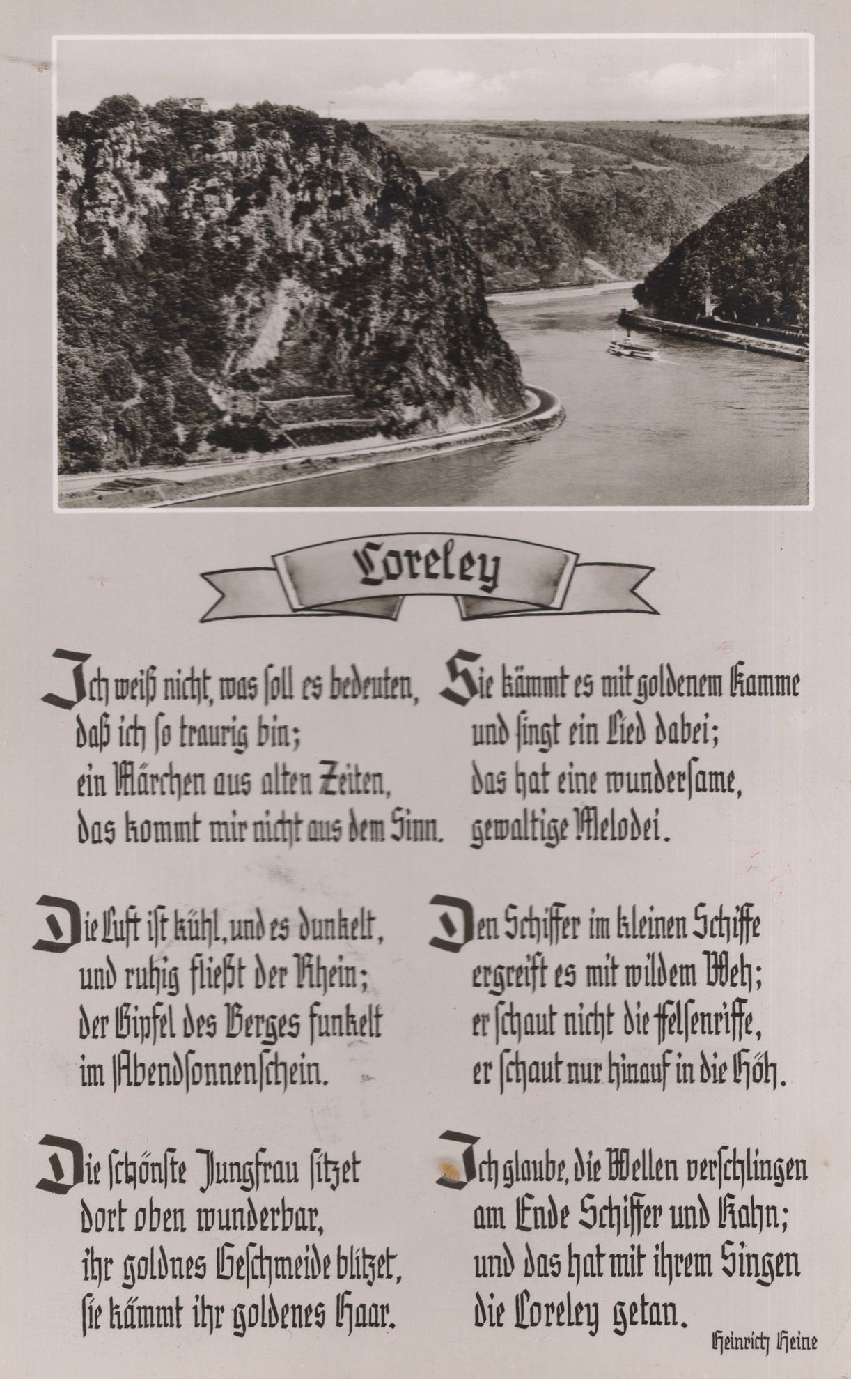 Loreley Germany Boat Old Real Photo Poetry Poem Postcard | Europe ...