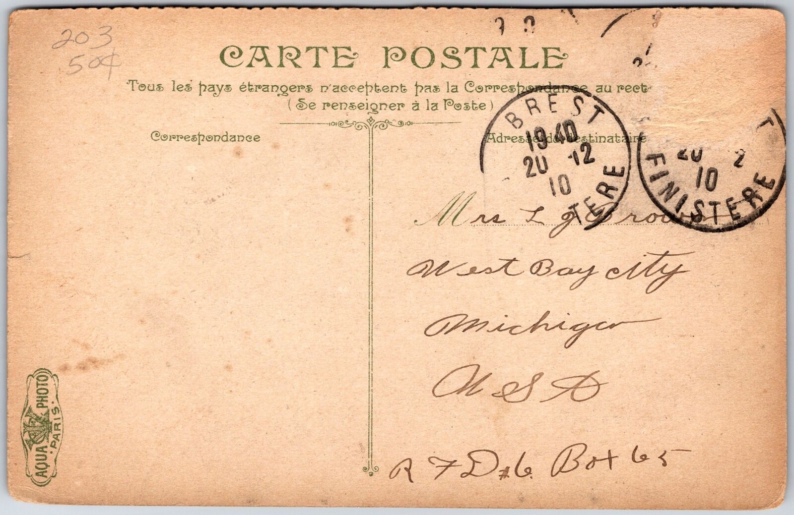 1940's Brest - Entree Du Chateau Caserne D'Estree France Posted Postcard | Europe - France ...