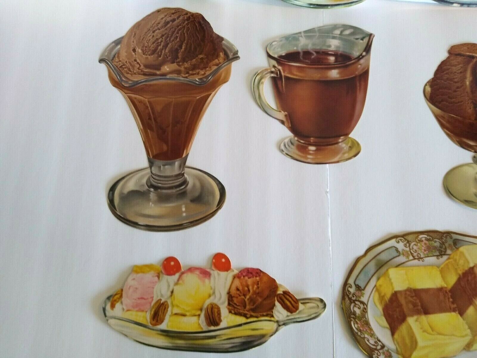 Chocolate Malt Hot Fudge Ice Cream Sundae Paper Signs Vintage 1950s Lot ...