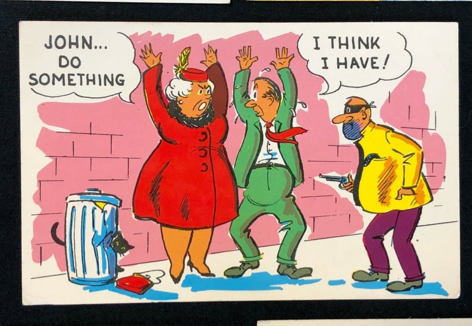 Set of 5 NPO Humour Postcards, Cats Canoe Burglar Robber Toilet ...