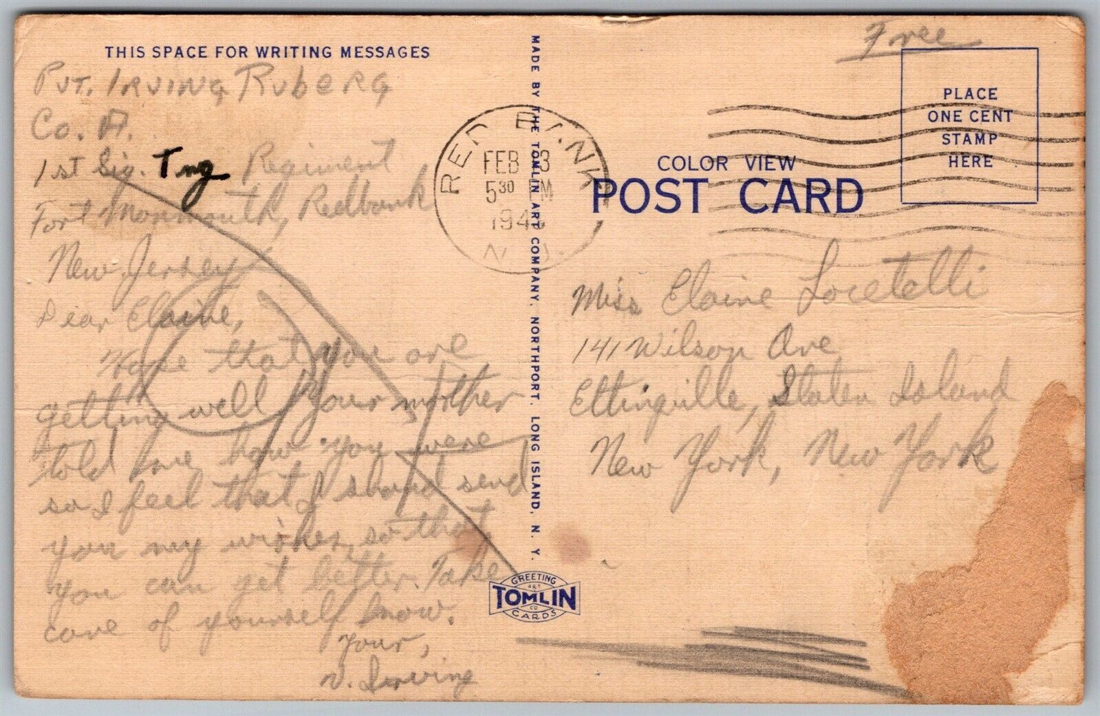 Vtg Long Island New York NY Camp Upton Post Headquarters 1940s WWII Era ...