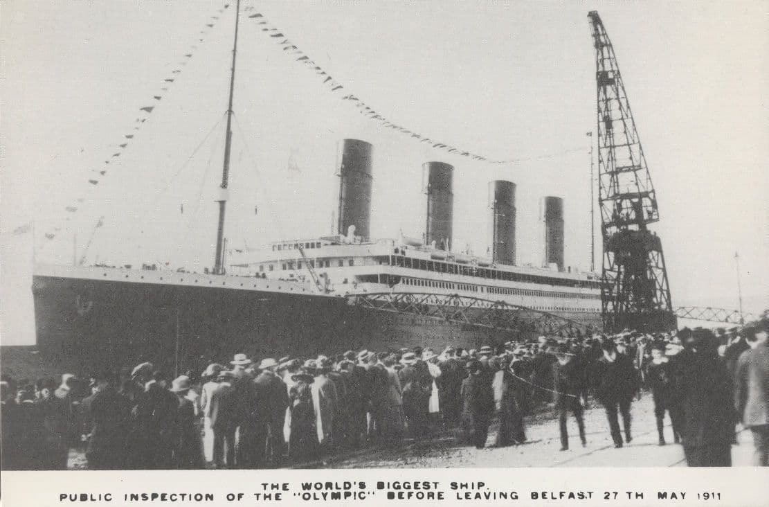 SS Olympic Ship First Public Inspection White Star Lines Rare Postcard ...