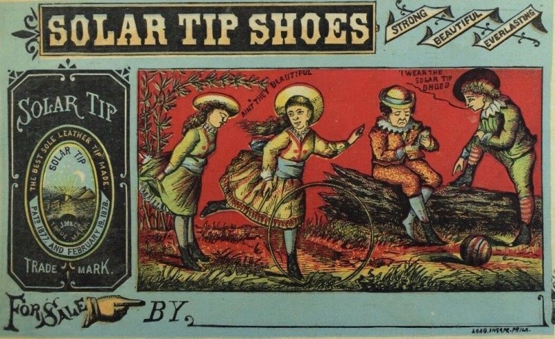 1880's Solar Tip Shoes Solid Oak Sole Victorian Trade Card P53 ...