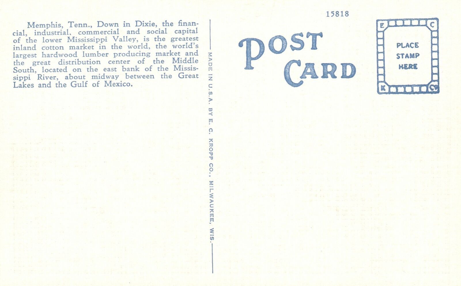 Vintage Postcard 1930's View of the Waterfront Memphis Tennessee TN ...