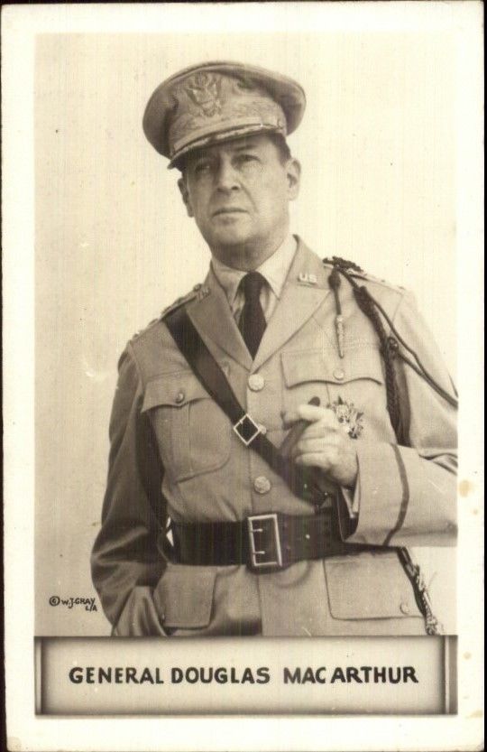 WWII General Douglas MacArthur Smoking Cigar Real Photo Card - Blank ...