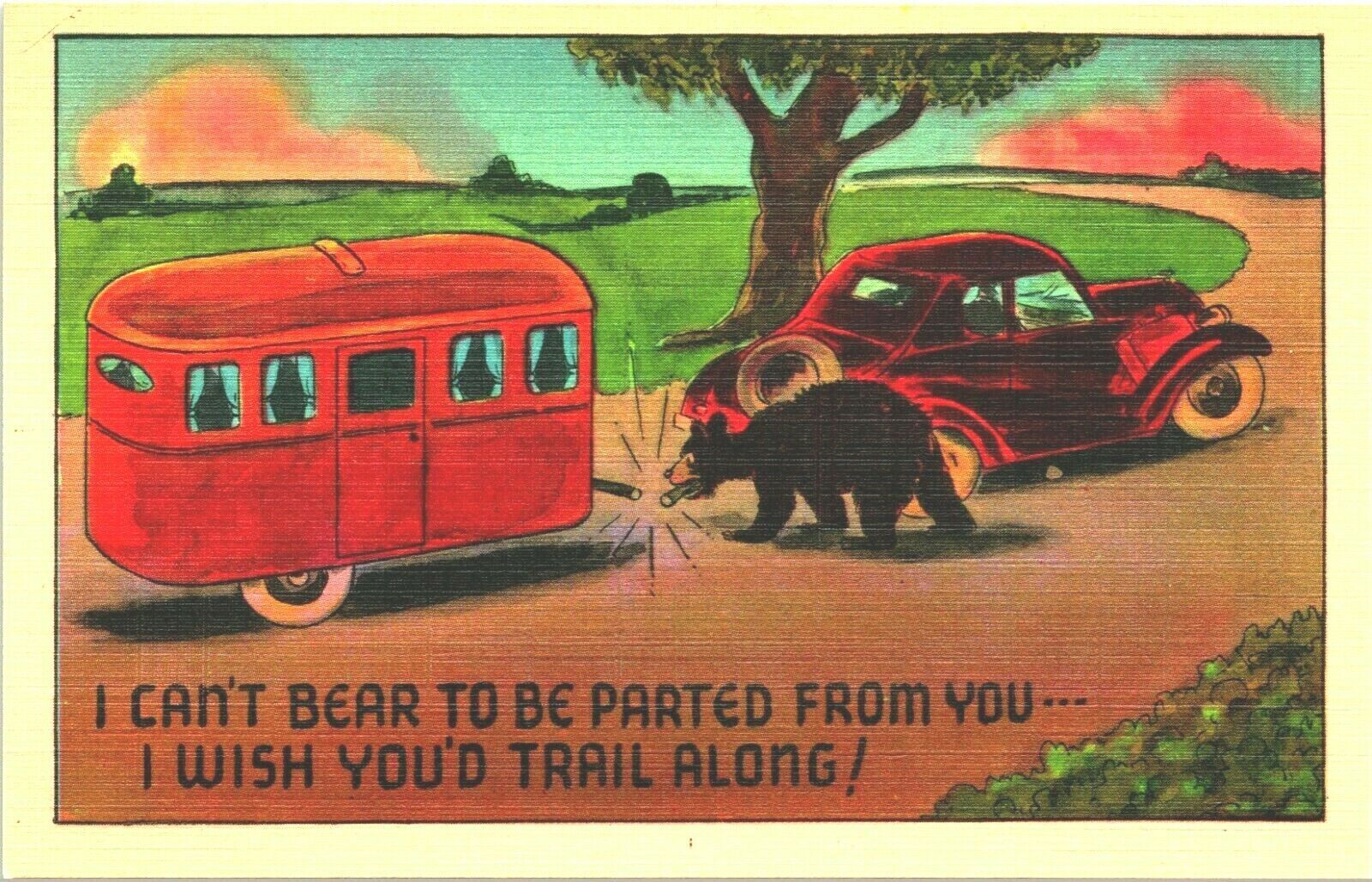 Comic Camping Trailer Airstream Cant Bear to Be Parted UNP Linen ...