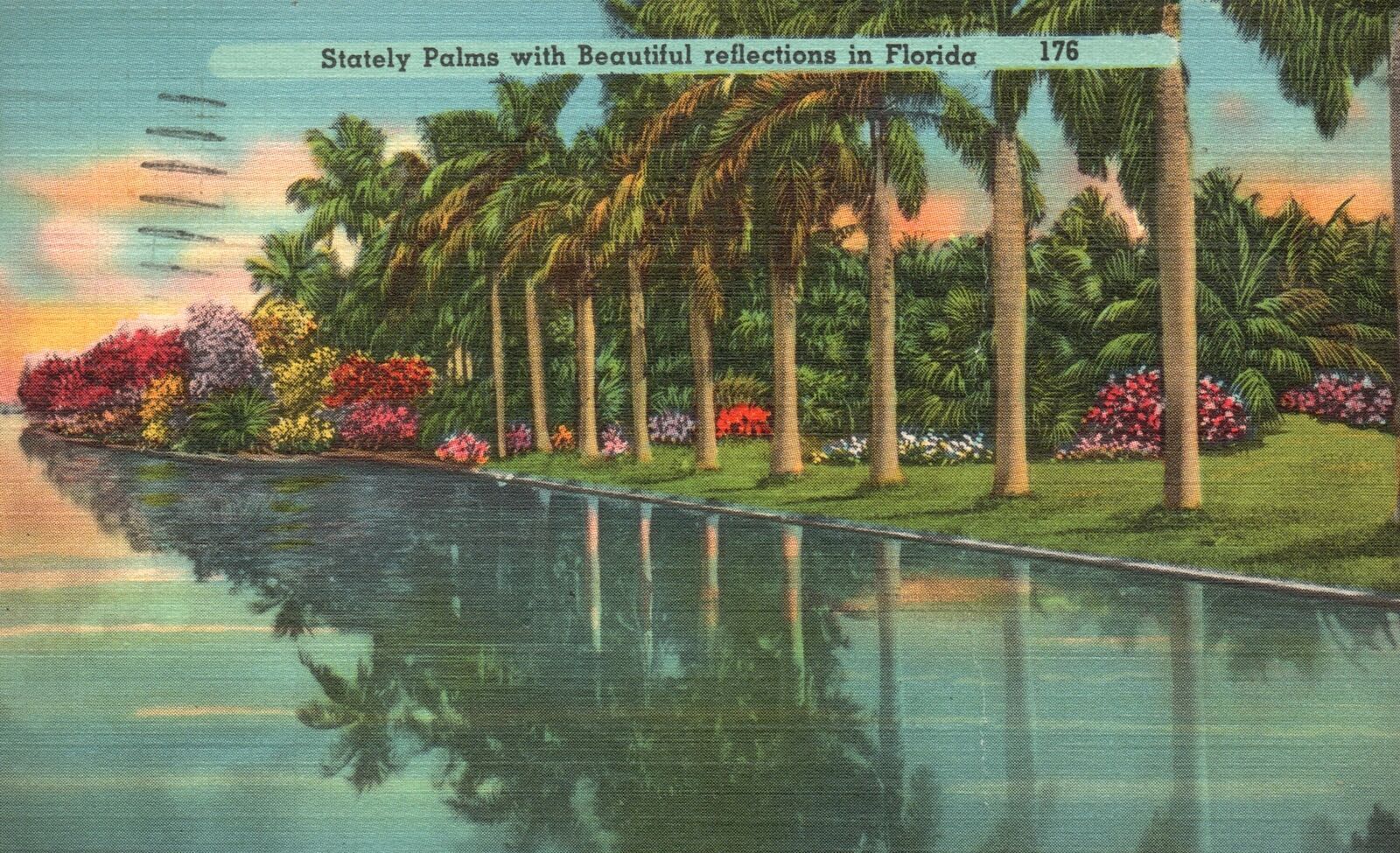 Vintage Postcard 1939 Stately Palm Trees with Beautiful Reflections in ...