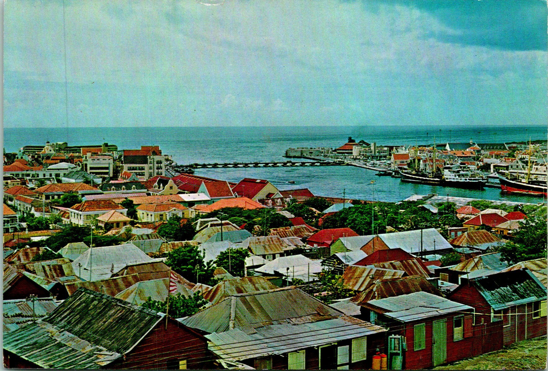 Curacao Willemstaf Panorama Queen Emma Pontoon Bridge Postcard Unused ...