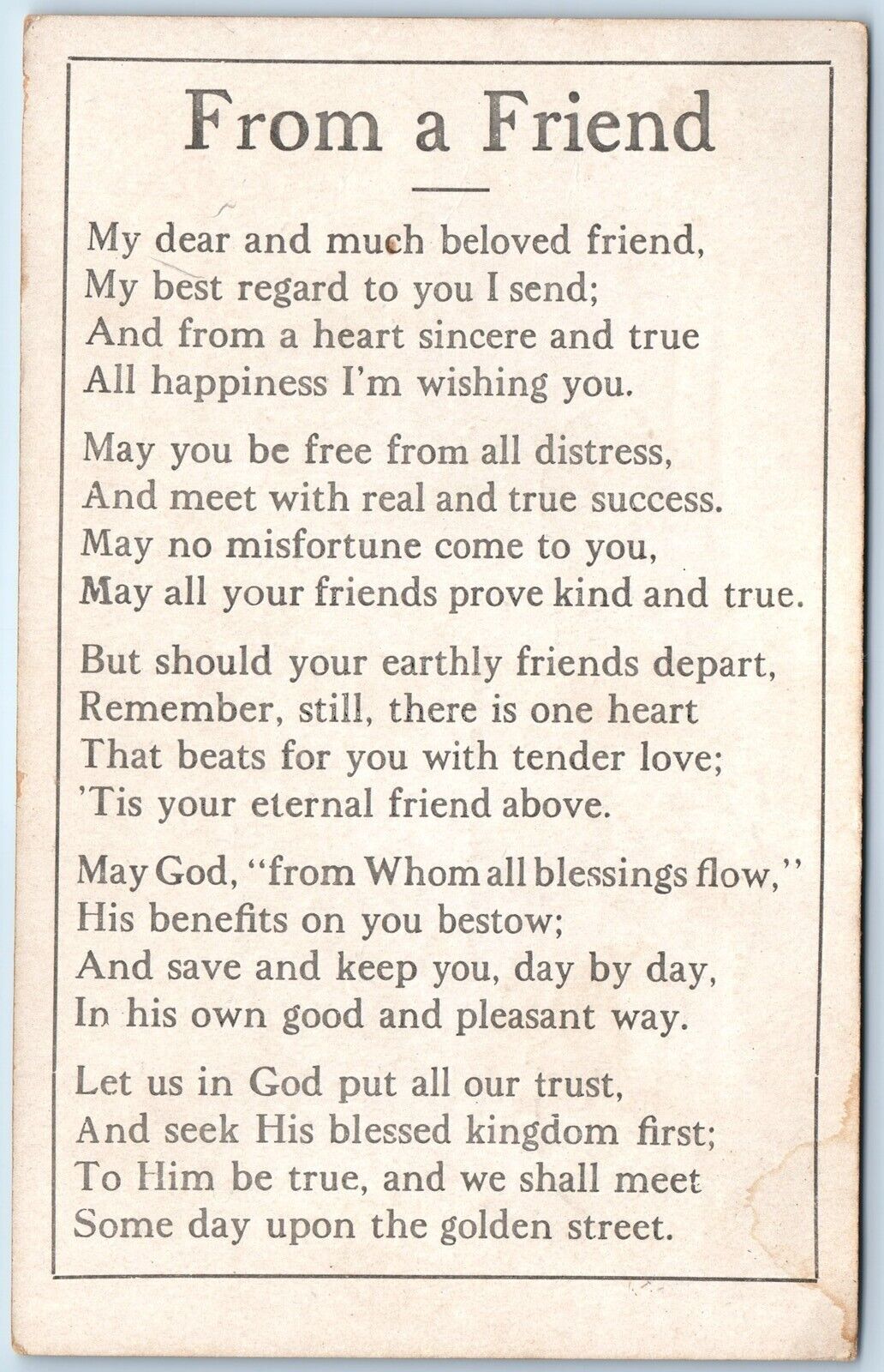 Pre-1907 Christian Friendship Poem UDB Postcard Friend Patriotic Eagle ...