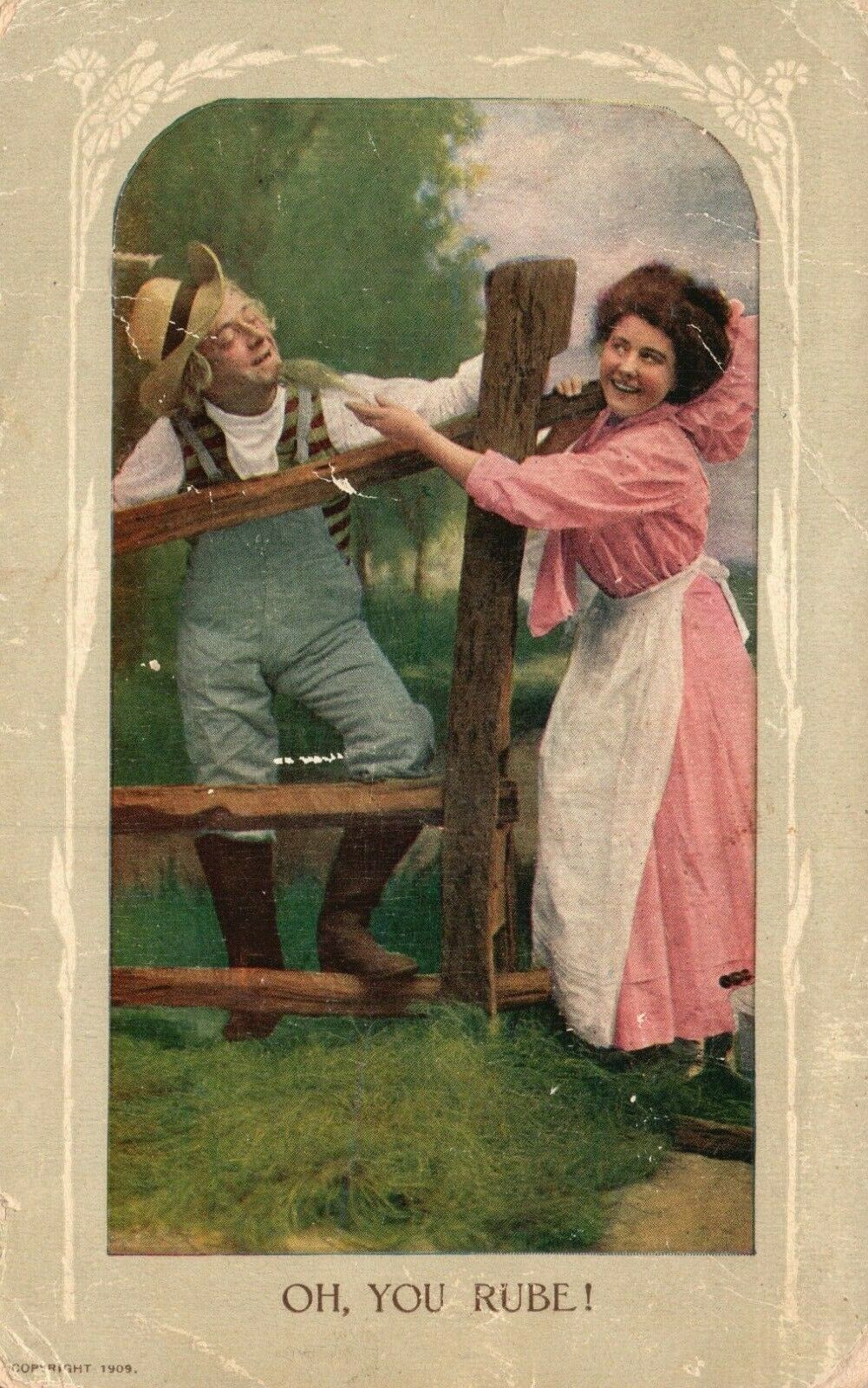 Vintage Postcard 1910's Oh You Rube! Man & Woman Playing the Field ...