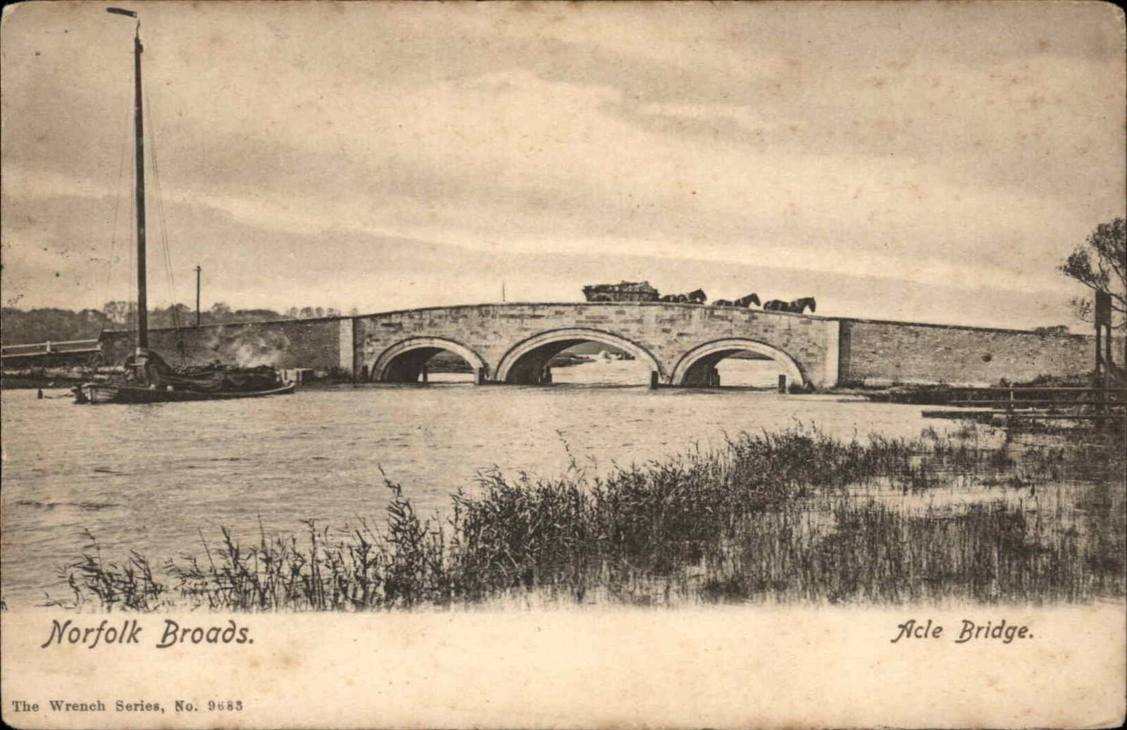 Antique Postcard Norfolk Broads LINCOLNSHIRE Acle Bridge Bird's Eye ...