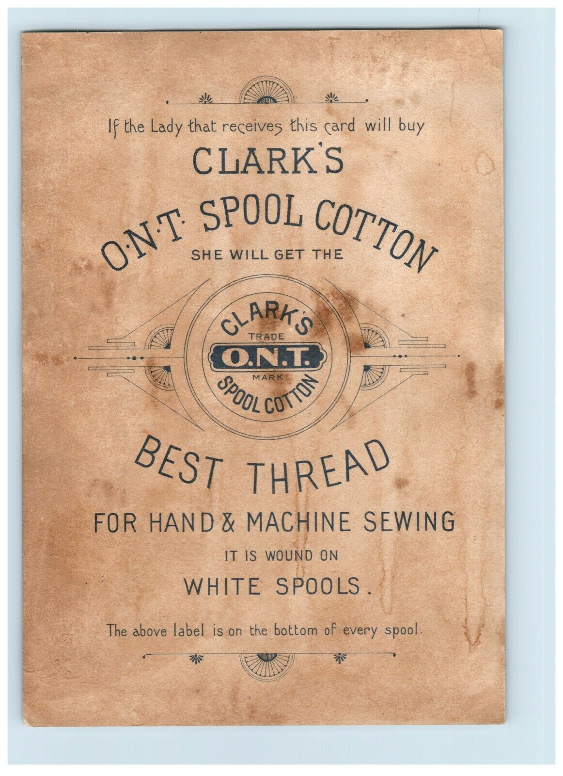 1880's-90's Lovely Lady Clark's ONT Thread Victorian Trade Card #2 *D ...