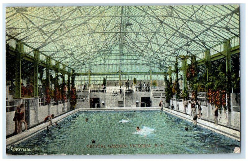 1928 Swimming Pool Bathing Crystal Garden Victoria BC Canada Postcard ...