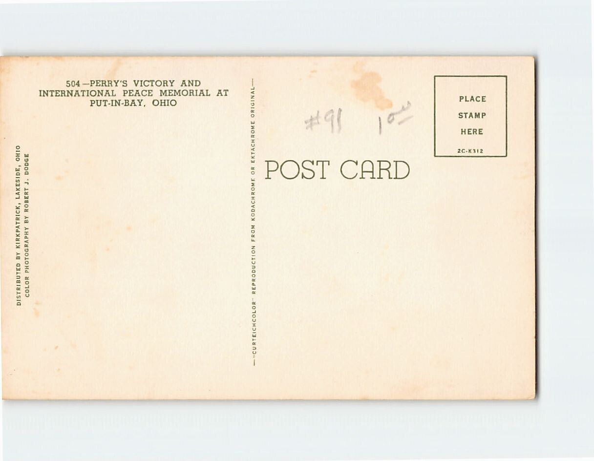 Postcard Perry's Victory & International Peace Memorial Put-In-Bay Ohio ...