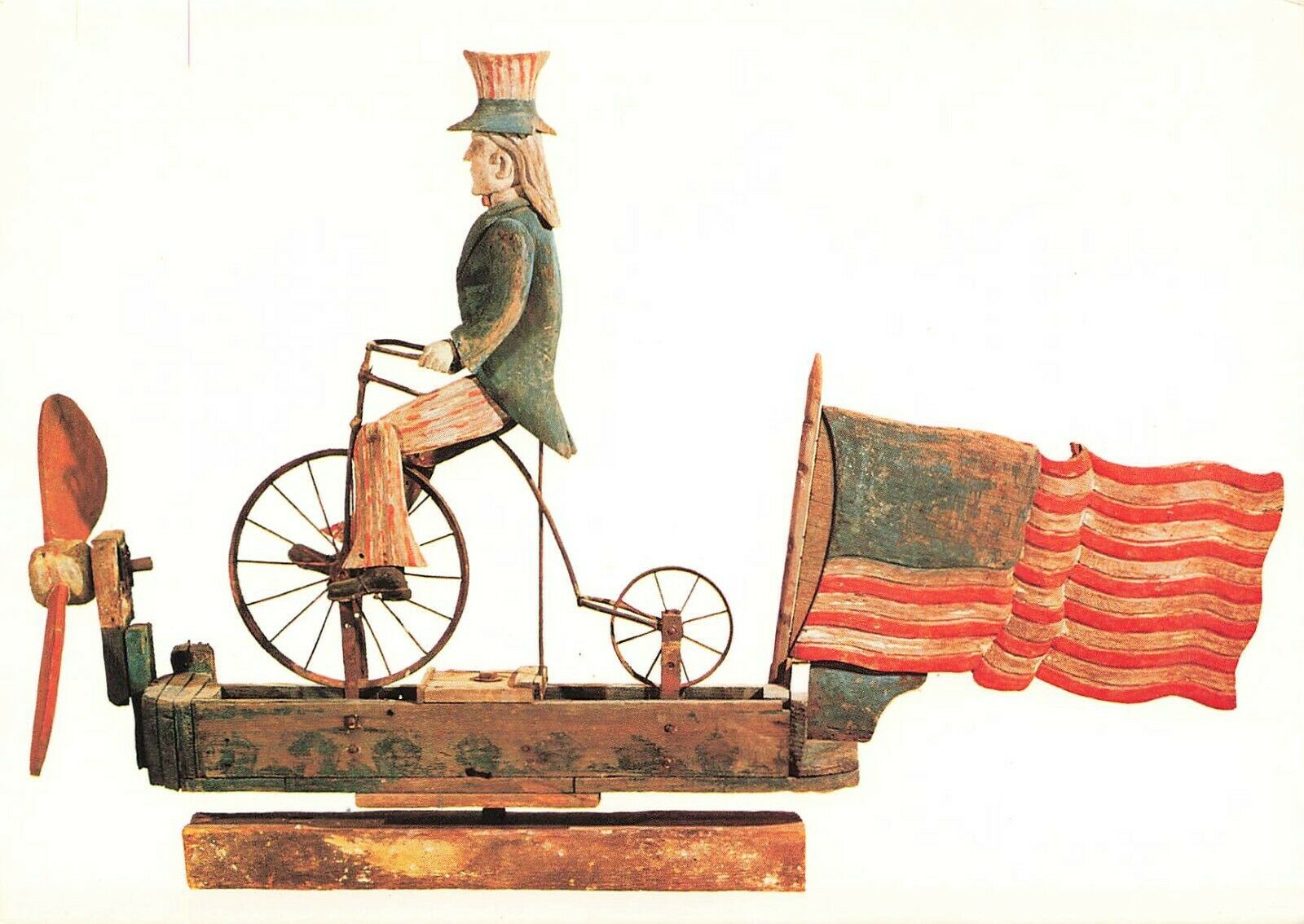 Vintage Art Postcard, Wirligig, Uncle Sam Riding a Bicycle, USA Flag ...