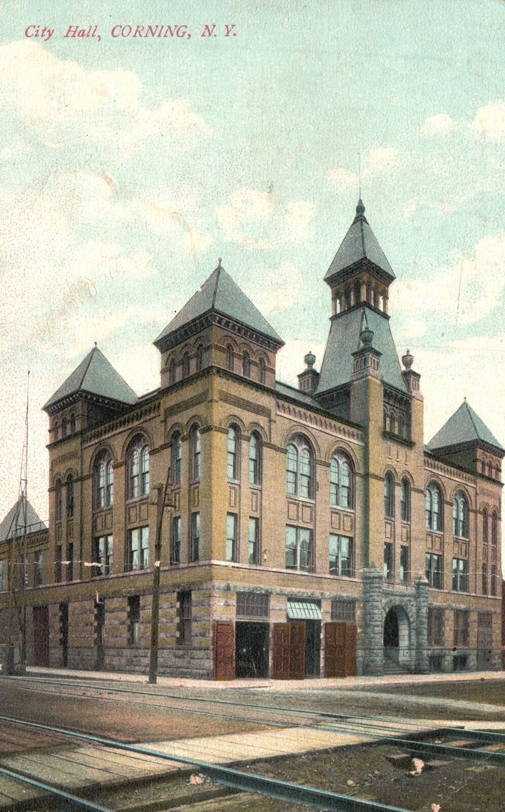 Vintage Postcard 1908 City Hall Building Corning New York NY Souvenir ...