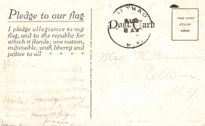 Vintage Postcard 1920's Old Glory Pledge Allegiance To Flag And To The ...