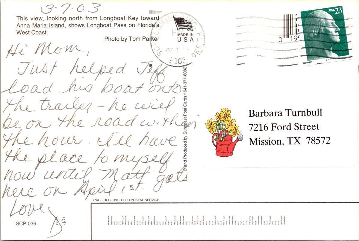 Longboat Key, FL Florida LONGBOAT PASS Resort Complex & Bridge 2003 4X6 ...